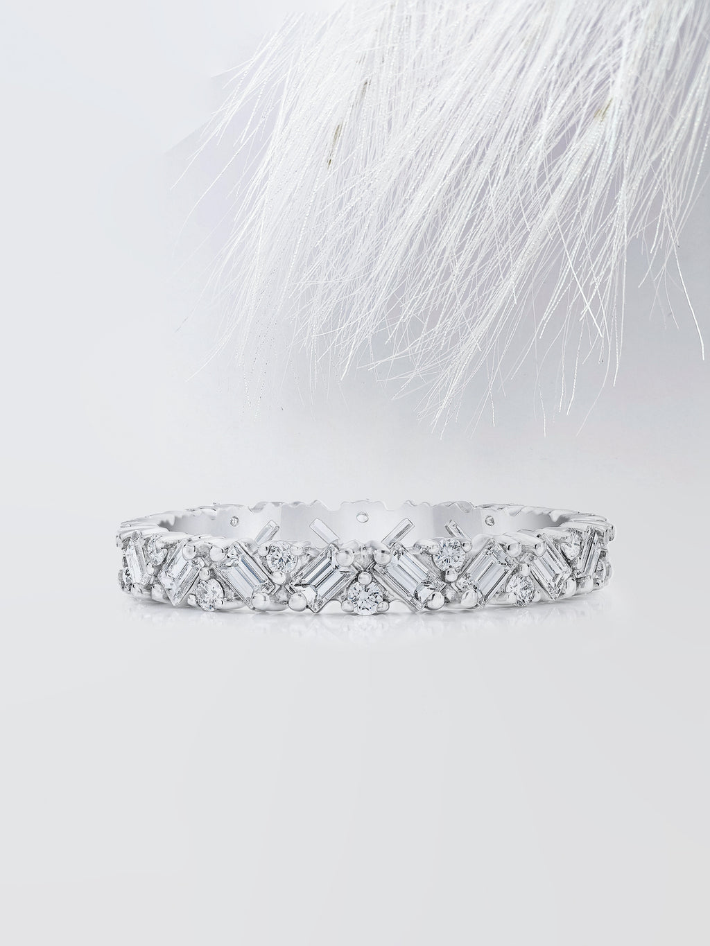 Round & Emerald Cut Cluster Diamond Wedding Band For Women – Bellezza ...