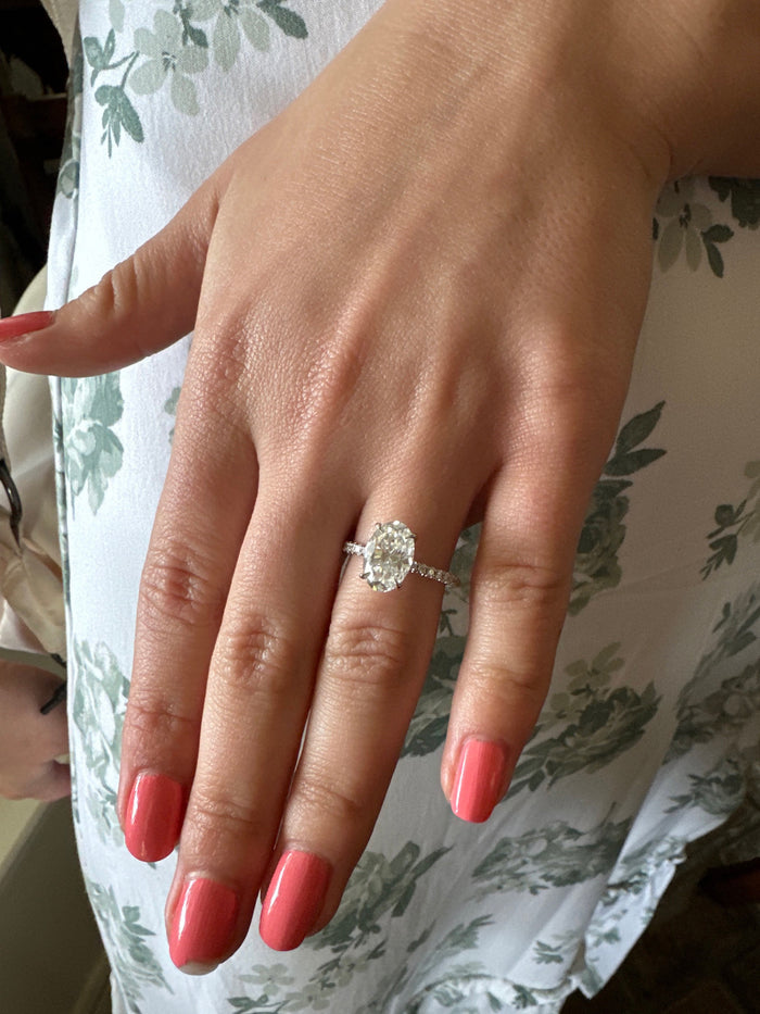 3.0CT Emerald Cut Moissanite Three Stone Diamond Engagement Ring – Bellezza Engagement Rings