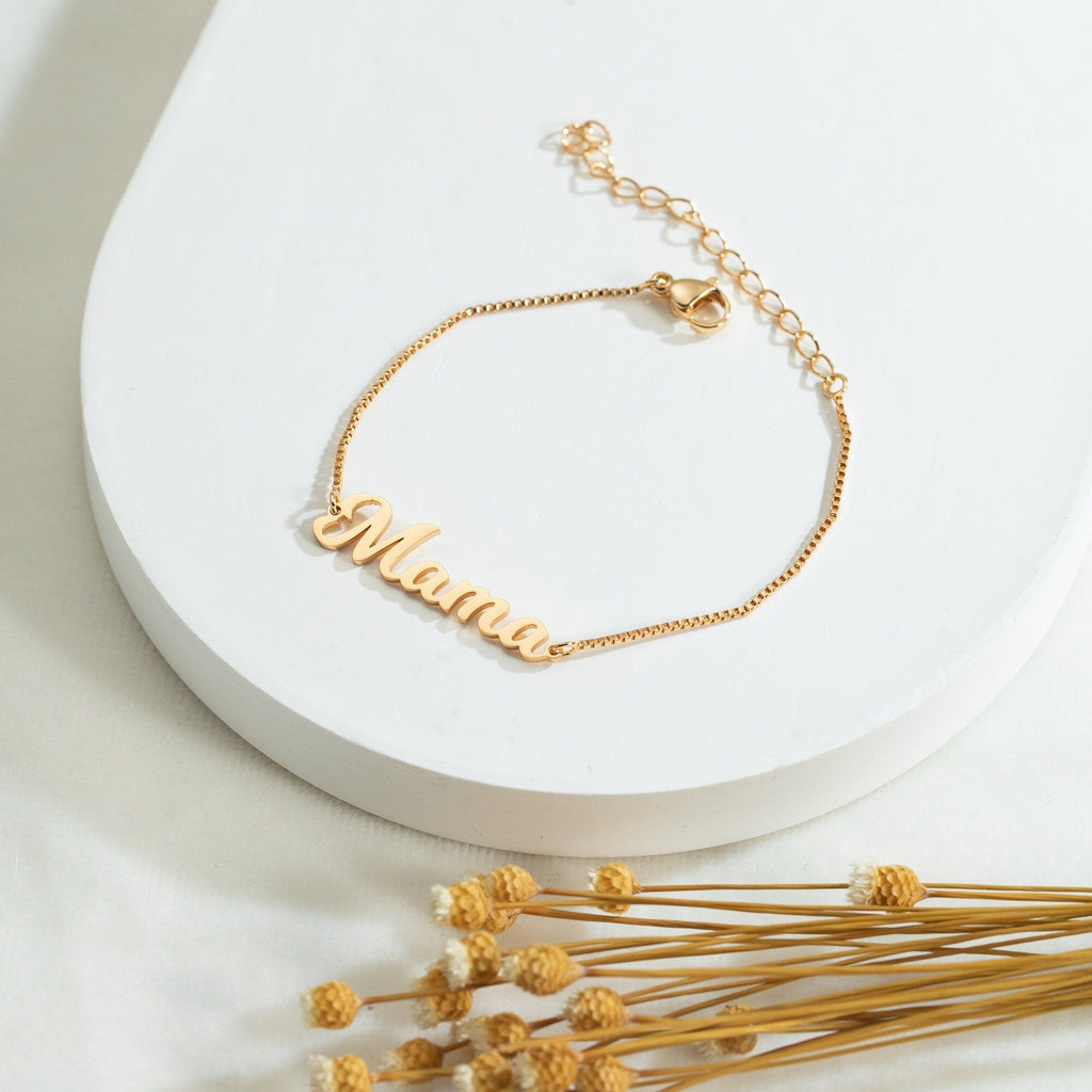 Custom Name 'Mama' Gold Bracelet for Mother's Day – Bellezza Engagement ...