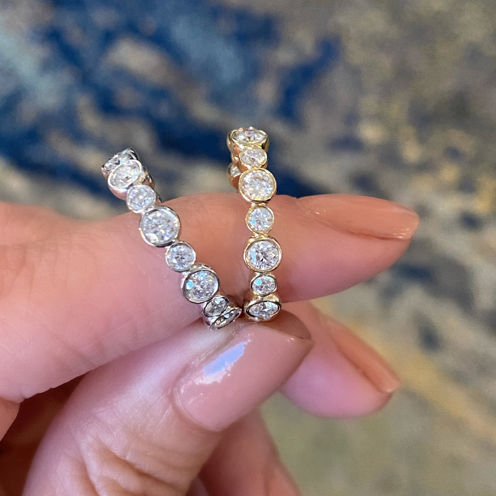 3mm Round Brilliant Diamond Bezel Moissanite Wedding Ring – Bellezza ...